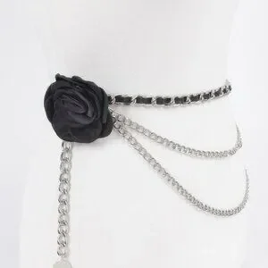 BB Boutique | Accessories | Flower Metal Double Layered Chain Belt ...